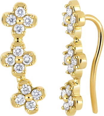Bony Levy Florentine 18K Yellow Gold Diamond Flower Crawlers - 0.28 ctw ...