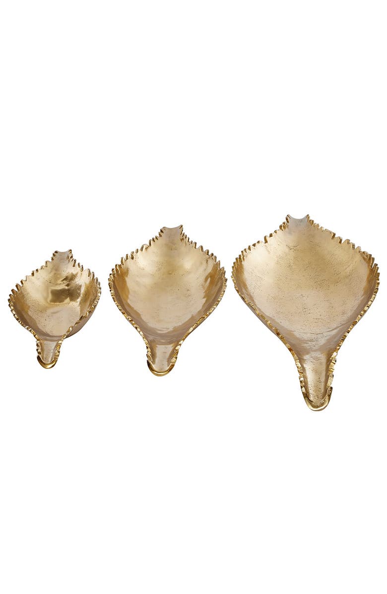 WILLOW ROW Large Metallic Gold Metal Boat Trays - Set of 3: 37" - 30 ...