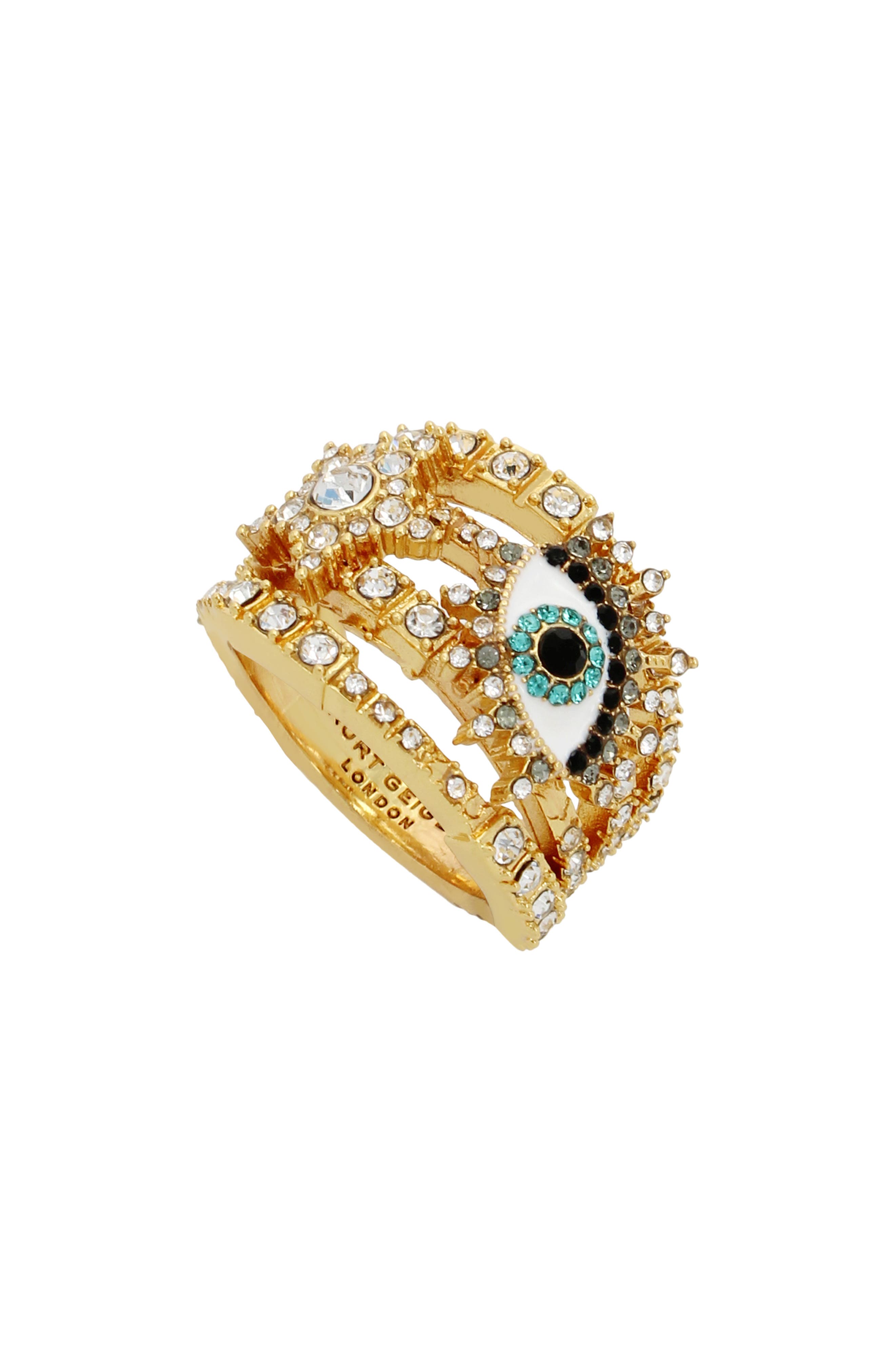 Kurt Geiger London Crystal Evil Eye Cocktail Ring | Nordstromrack