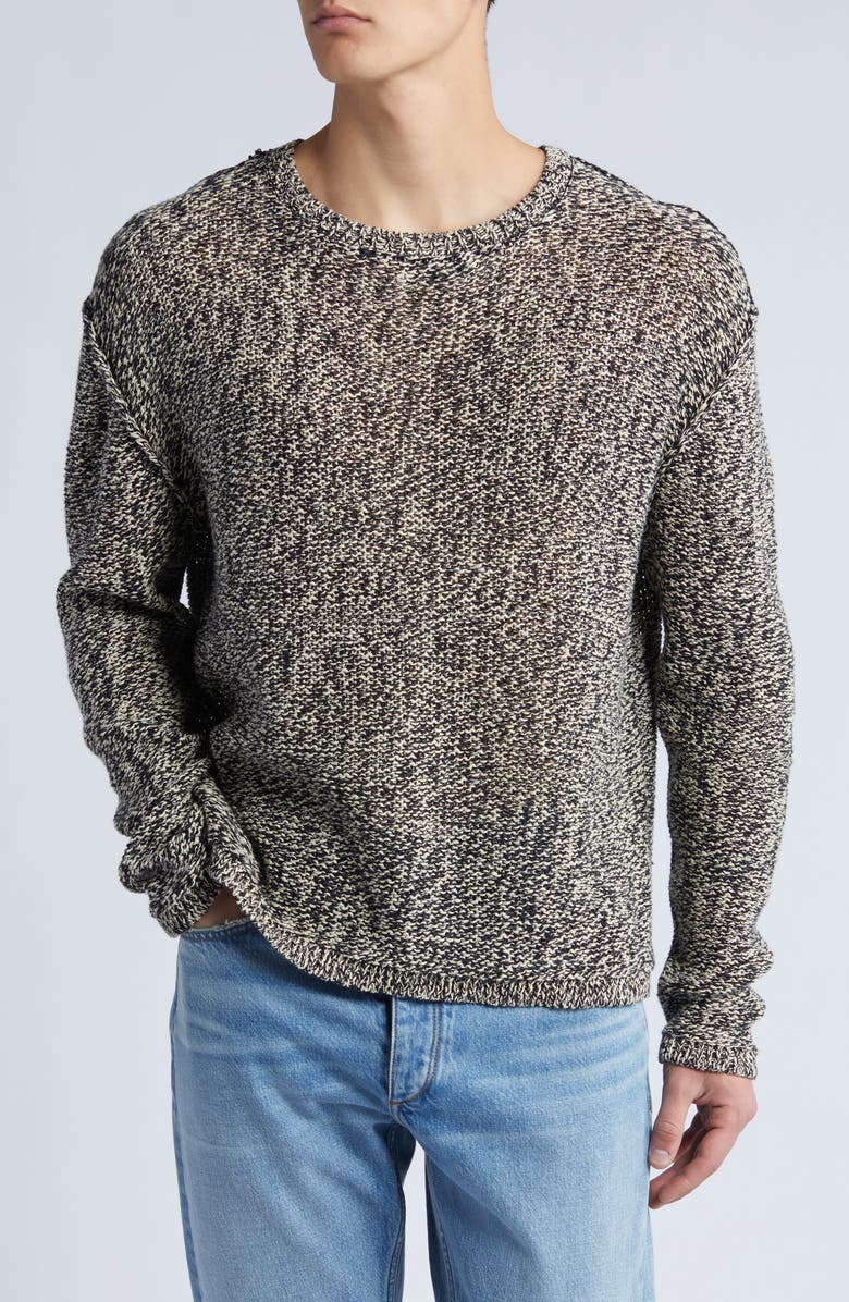FRAME Marled Linen Blend Crewneck Sweater | Nordstrom