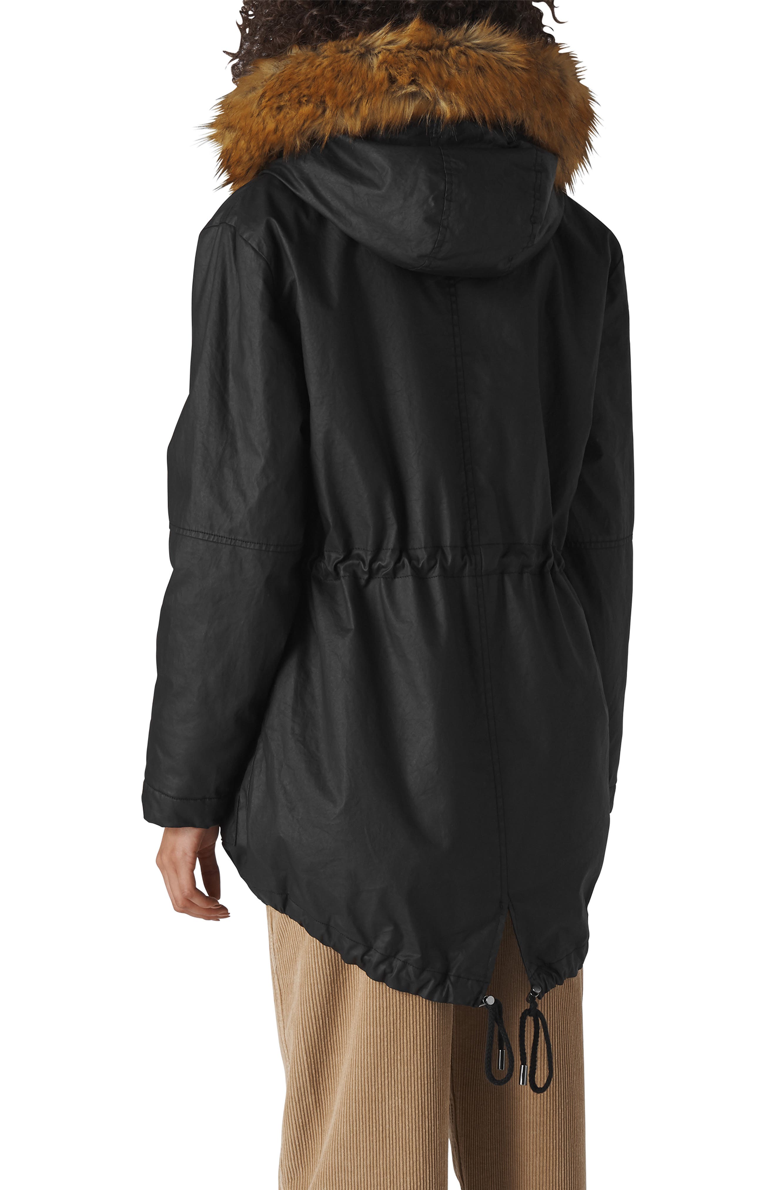 Whistles Faux Fur Trim Waxy Parka | Nordstrom