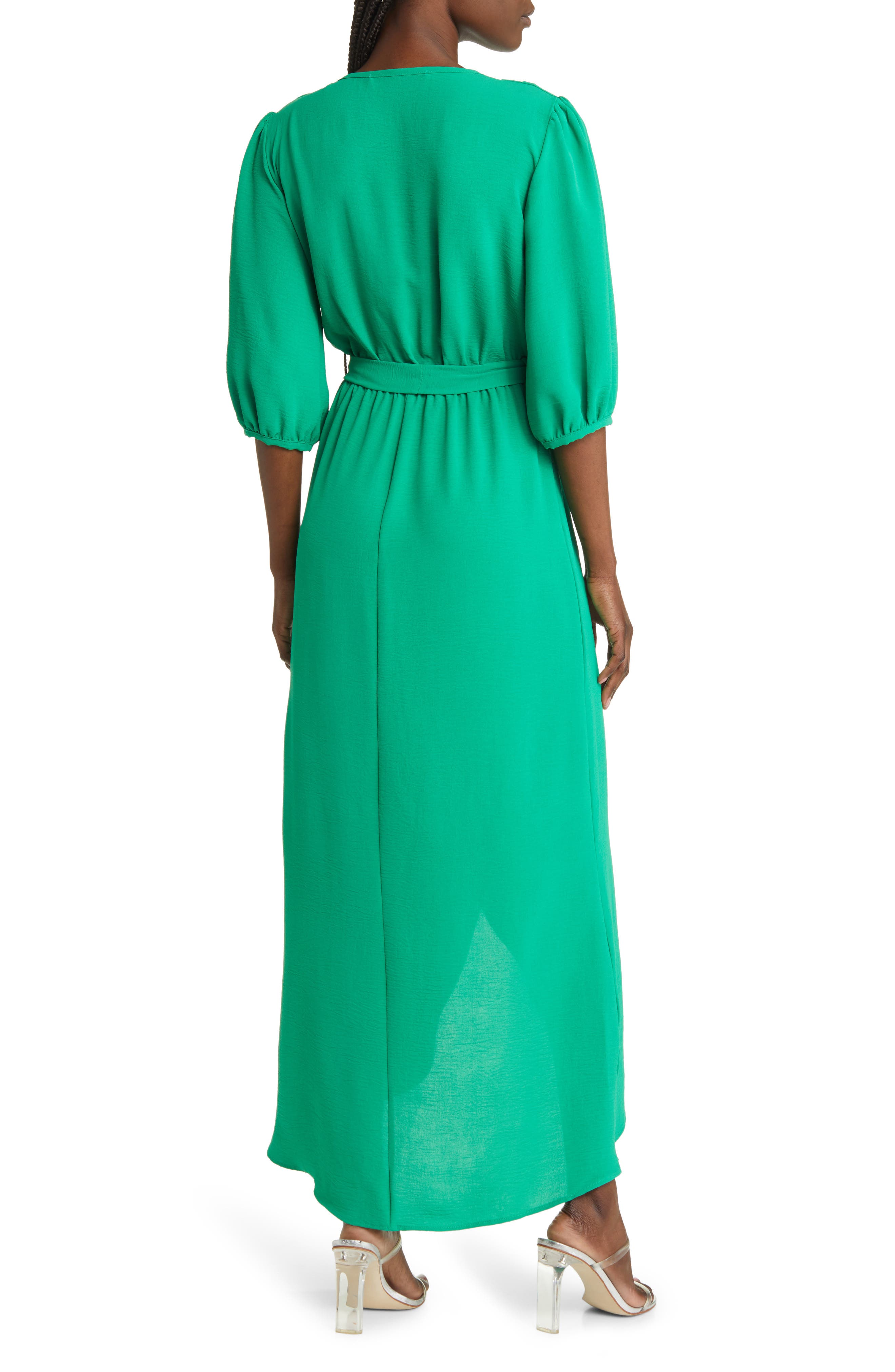 Fraiche by J Puff Sleeve Faux Wrap Maxi Dress | Nordstrom