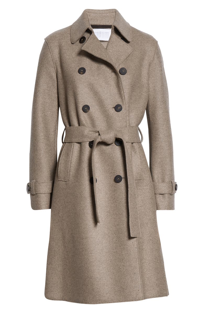 Harris Wharf London Pressed Wool Double Breasted Trench Coat ...