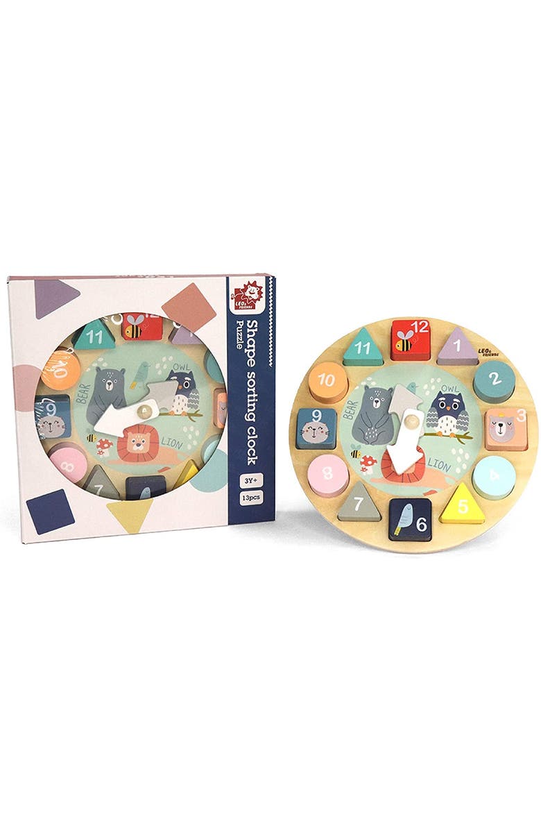 Leo & Friends Shape Sorting Clock with Removable Number Blocks 1-12 ...