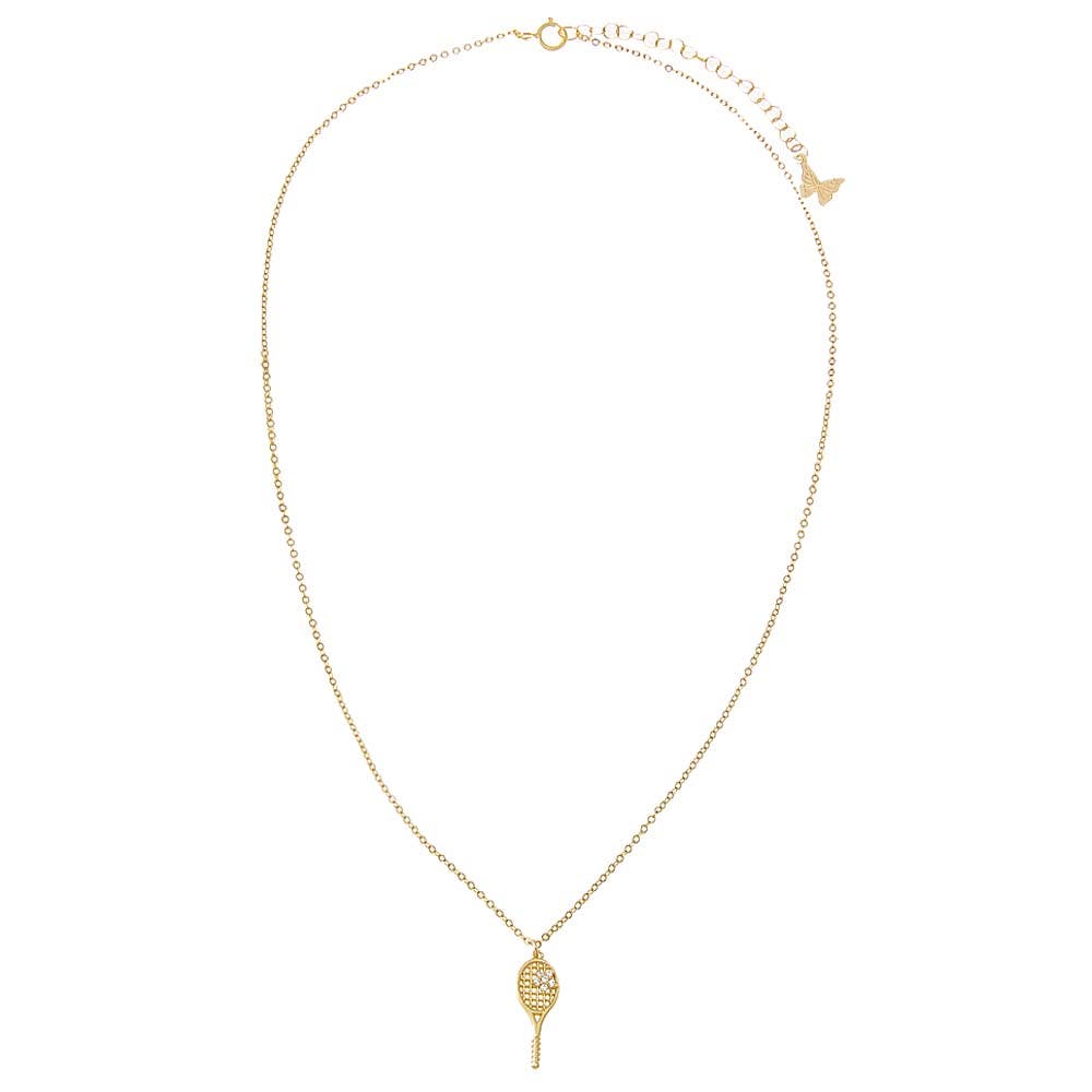 BY ADINA EDEN Mini CZ Flower Tennis Racket Pendant Necklace | Nordstrom