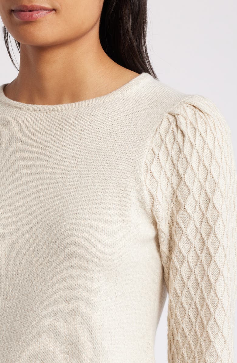 Anne Klein Metallic Mixed Stitch Cotton Blend Sweater | Nordstrom