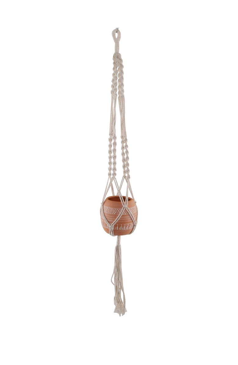 FLORA BUNDA 41" Hanging Macramé With Ceramic Pot - Orange | Nordstromrack