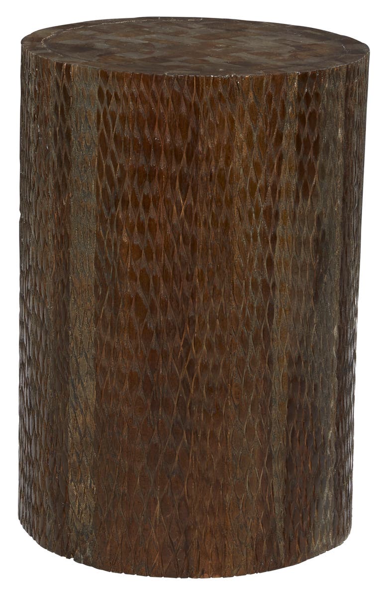 GINGER BIRCH STUDIO Brown Teakwood Intricately Carved Accent Table ...