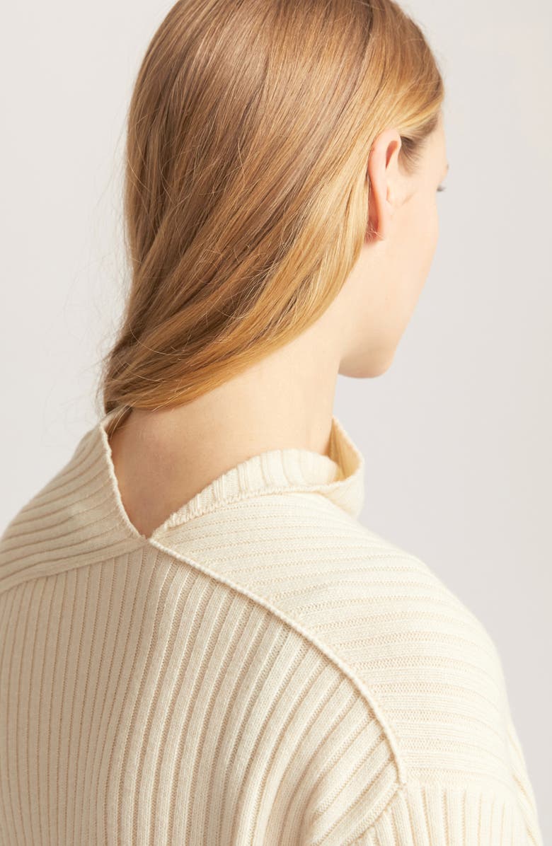 Loro Piana Mellbreak Baby Cashmere Rib Asymmetric Funnel Neck Sweater ...