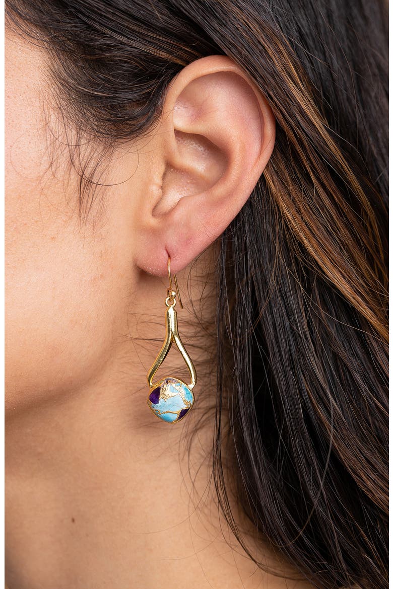 14K Gold Plated Blue Mojave Turquoise Drop Earrings (Women) | Nordstromrack