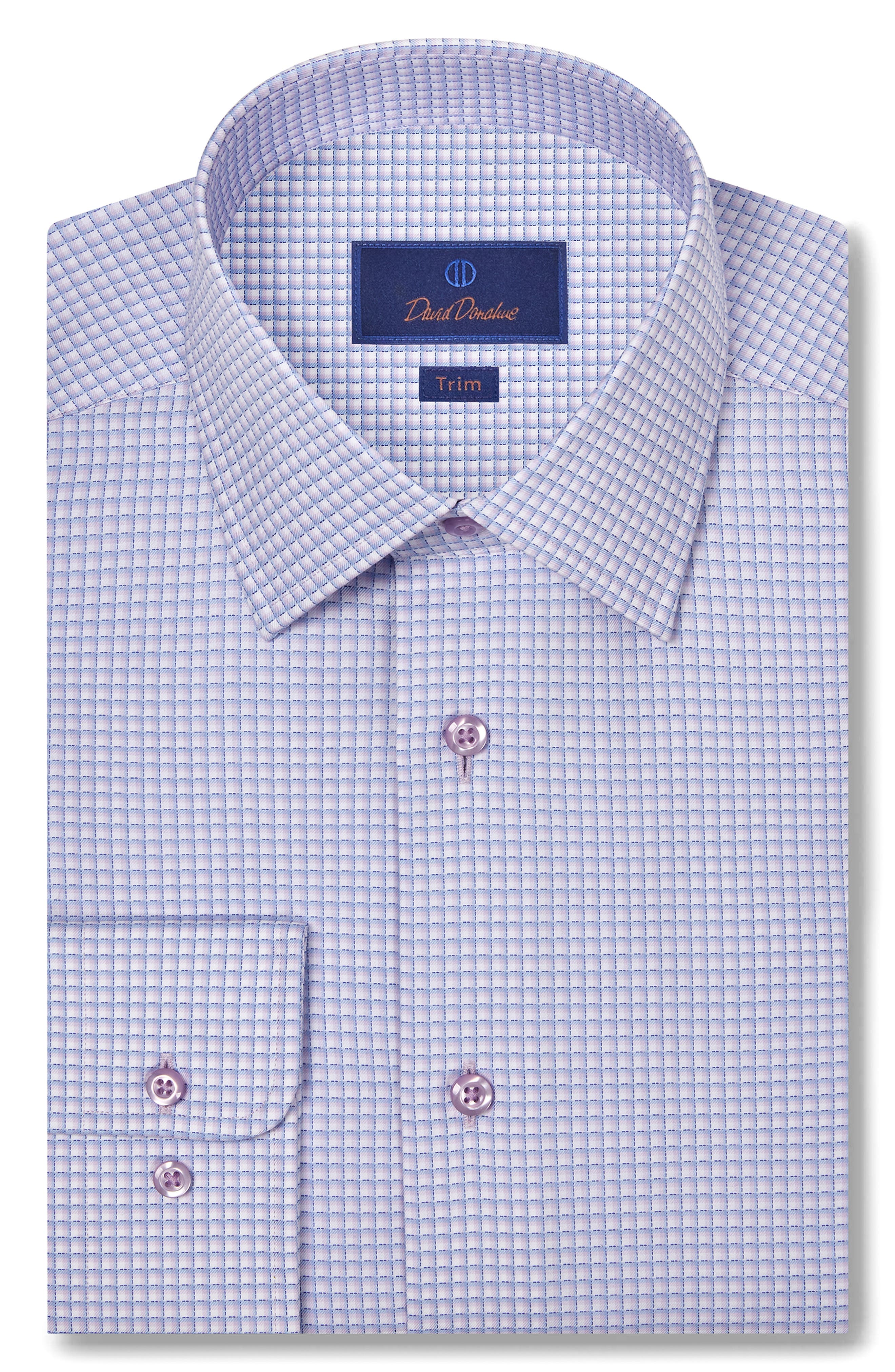 David Donahue Trim Fit Micro Check Dobby Dress Shirt | Nordstromrack