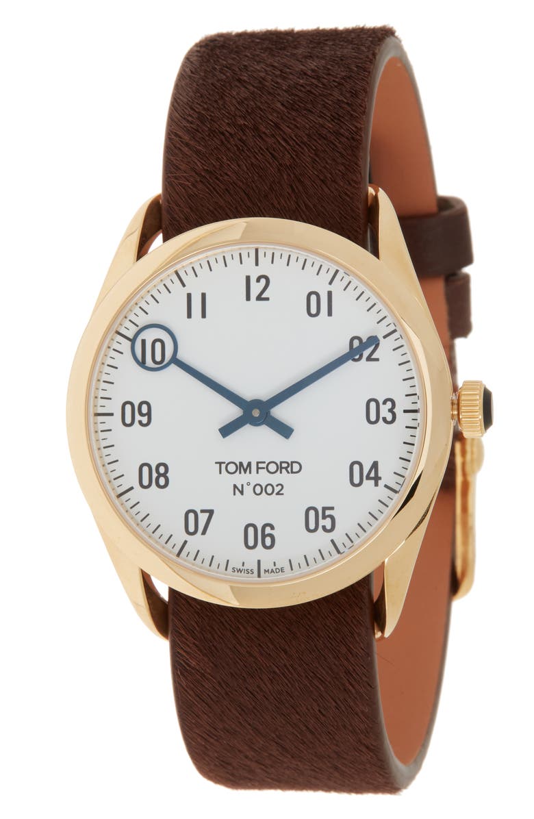 TOM FORD 18K Gold Suede Band Watch, 34mm | Nordstromrack