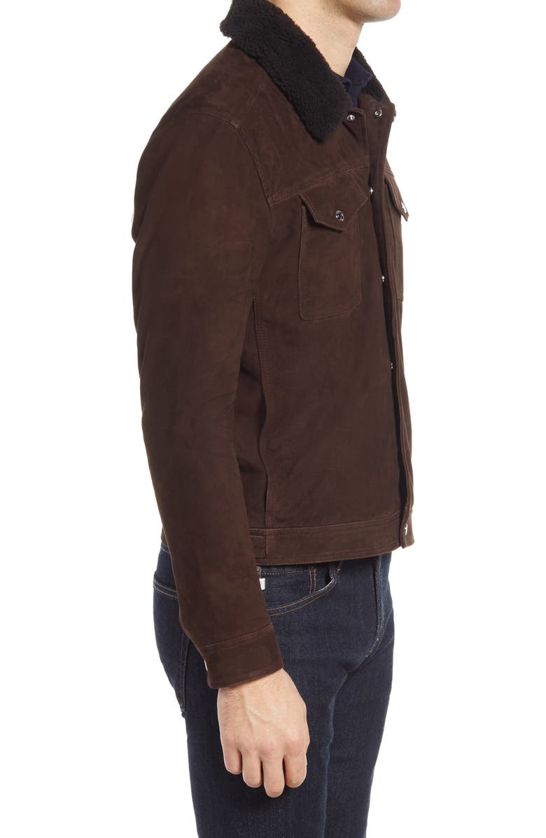 Reiss Miles Suede & Genuine Shearling Trucker Jacket | Nordstromrack