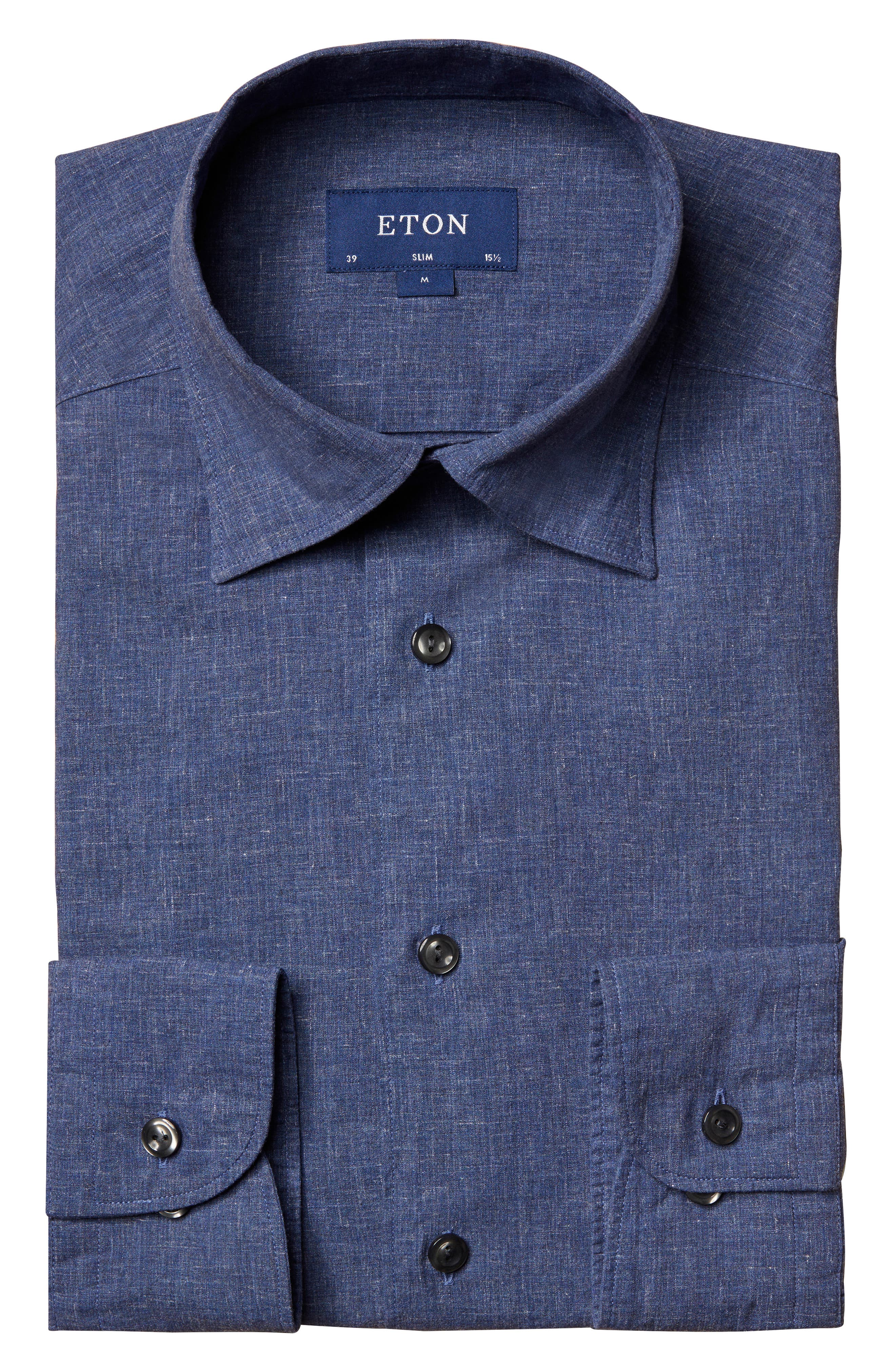Eton Slim Fit Linen & Cotton Chambray Dress Shirt | Nordstrom