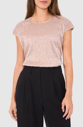 Halogen® Metallic Print Cap Sleeve Shell | Nordstromrack