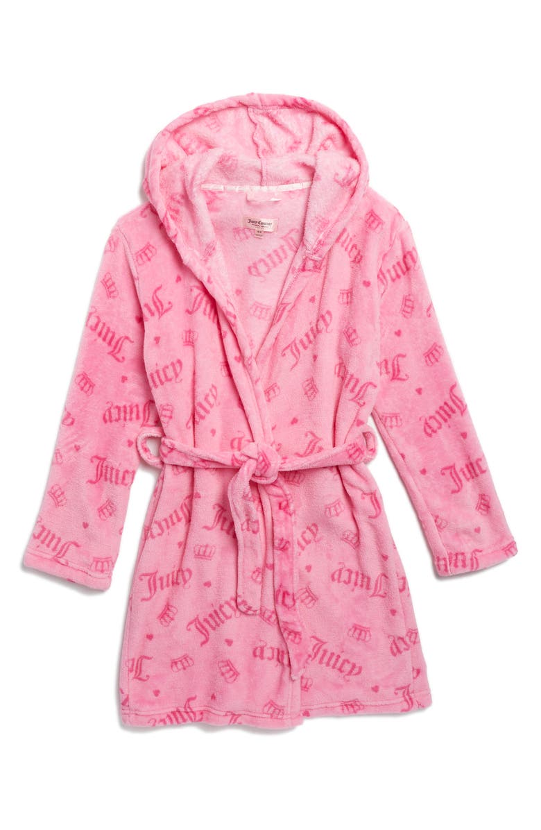 Juicy Couture Kids' Logo Print Hooded Fleece Robe | Nordstromrack