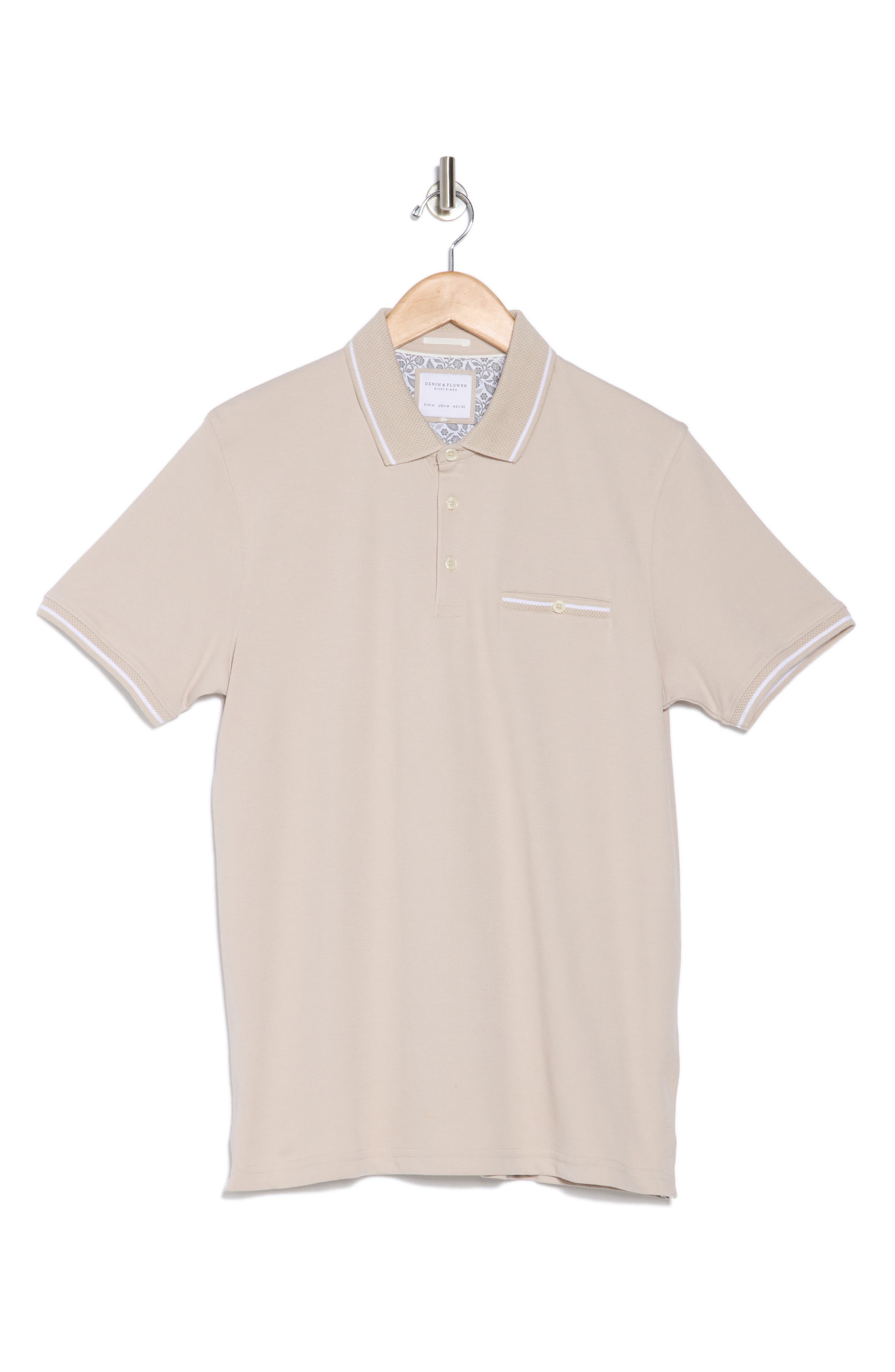DENIM AND FLOWER Stripe Tipped Polo | Nordstromrack