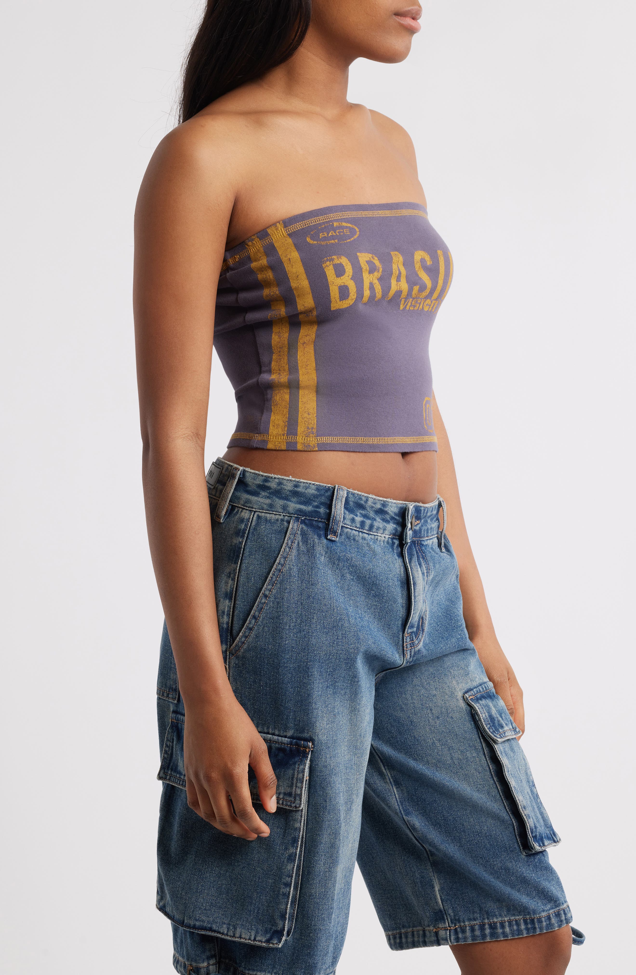 BDG Urban Outfitters Brasil Strapless Bandeau Crop Top | Nordstromrack