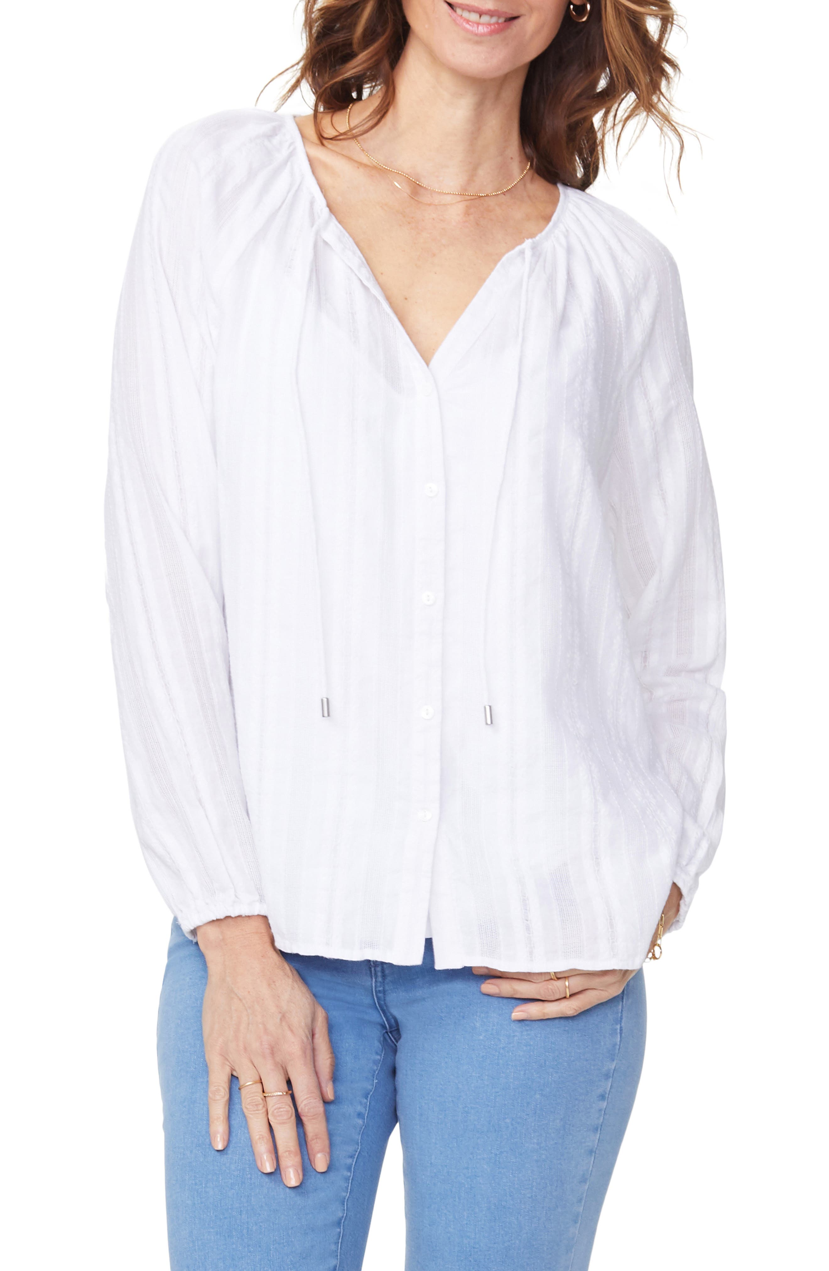 NYDJ Tie Neck Button Front Blouse (Women) | Nordstromrack