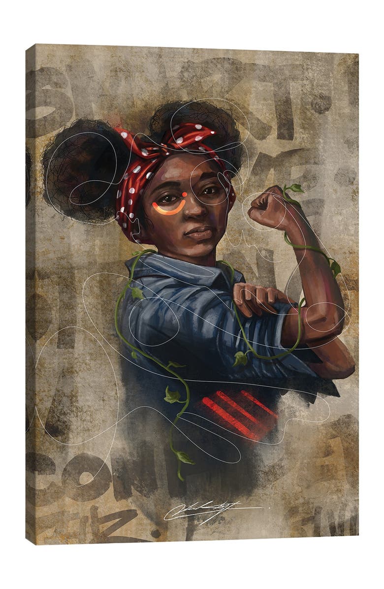 iCanvas Black Girl Strong by Chuck Styles Canvas Wall Art - 18" x 26 ...