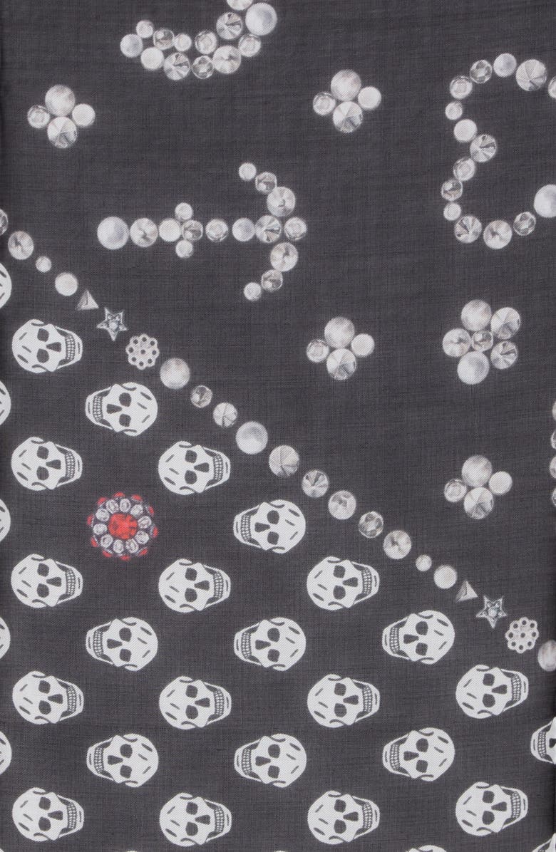 McQueen Skulls & Safety Pins Frayed Trim Scarf | Nordstromrack