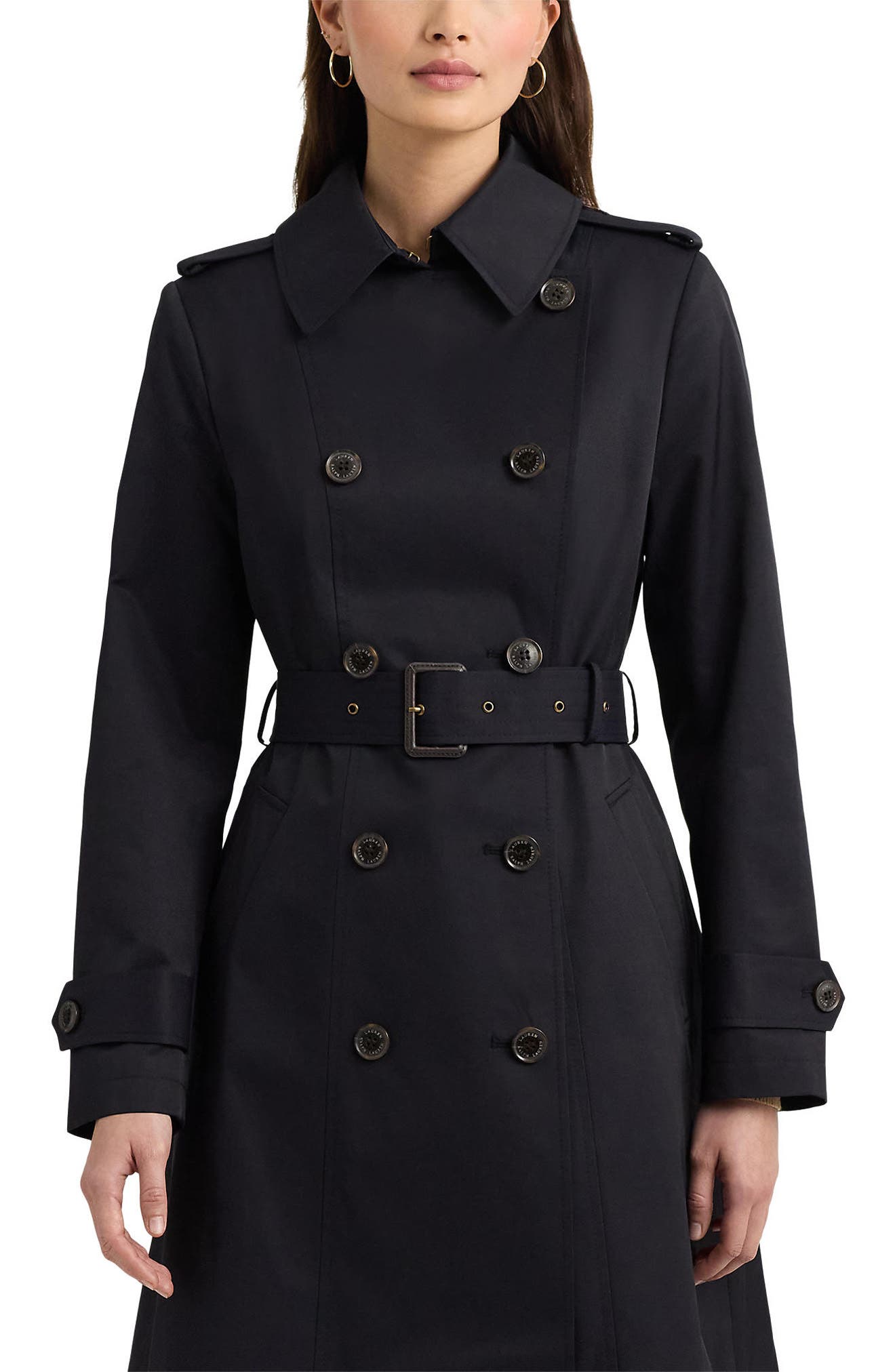 Lauren Ralph Lauren Water Resistant Belted Double Breasted Trench Coat ...