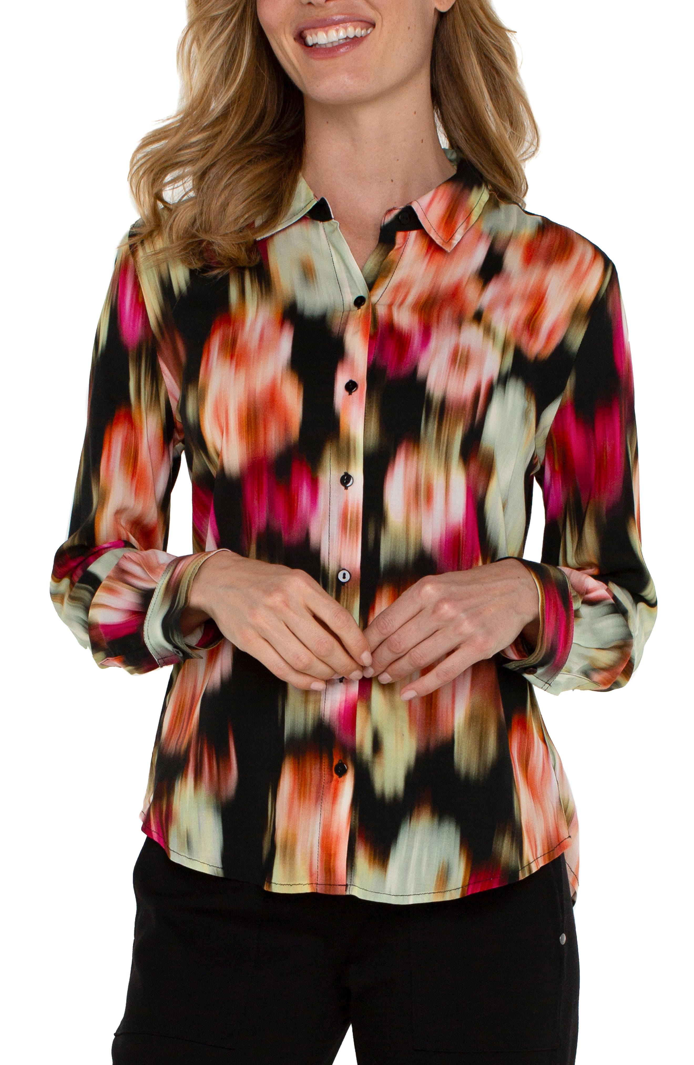 Liverpool Floral Ikat Print Shirt | Nordstromrack