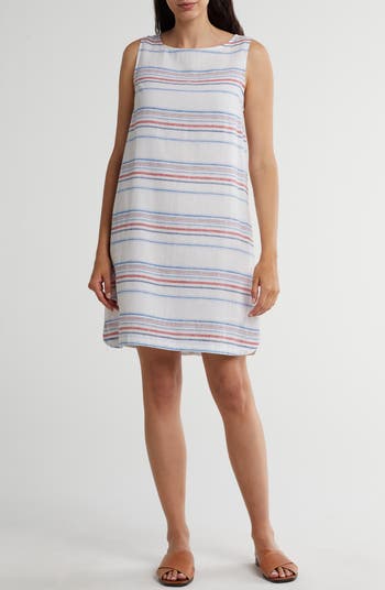 beachlunchlounge Linen & Cotton Striped Tank Shift Dress | Nordstromrack