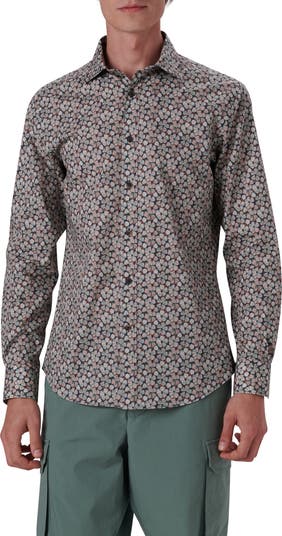 Bugatchi Shaped Fit Print Stretch Cotton Button-Up Shirt | Nordstromrack