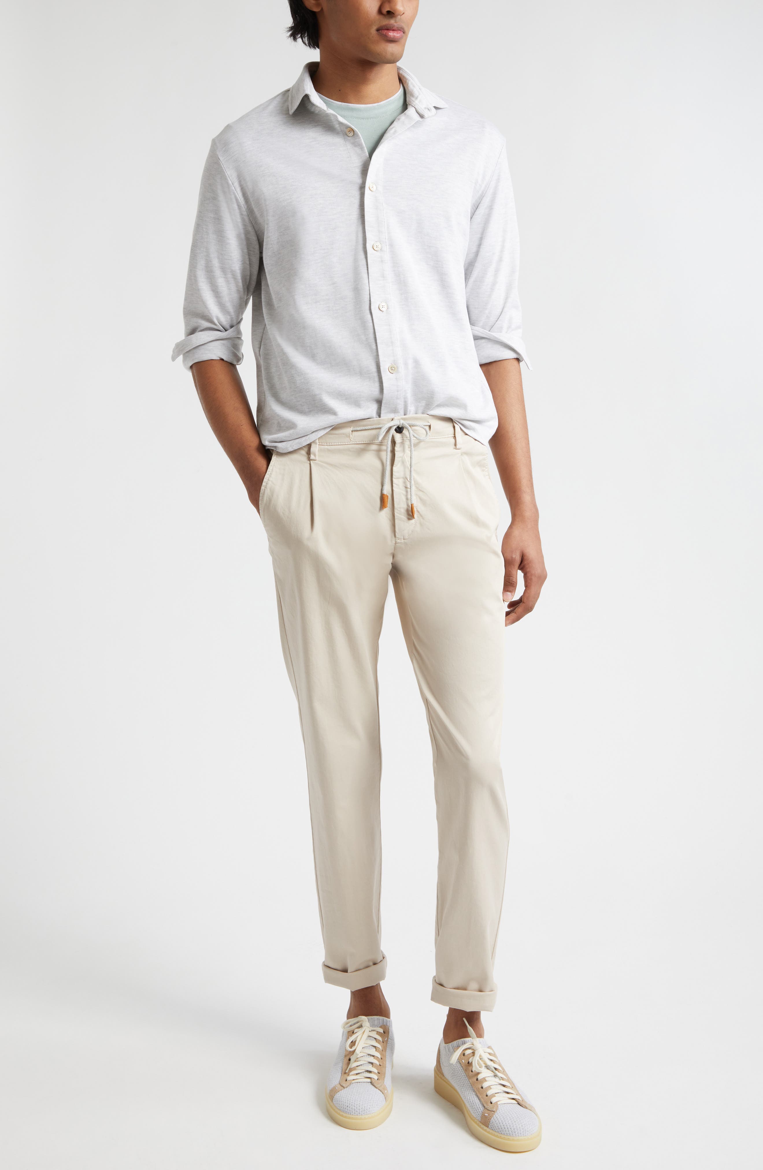 Eleventy Dandy Jersey Button-Up Shirt | Nordstrom