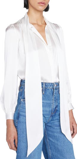 FRAME Tie Neck Silk Blouse | Nordstromrack