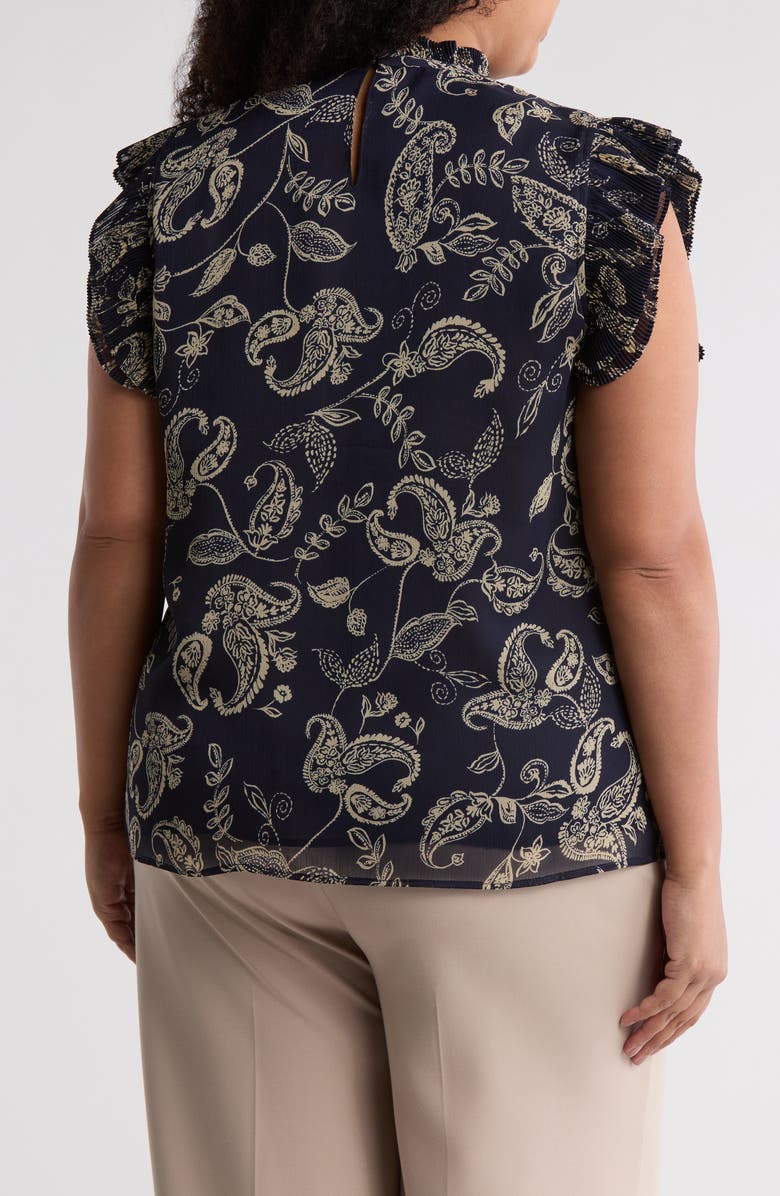 T Tahari Ruffle Mock Neck Cap Sleeve Chiffon Top | Nordstromrack
