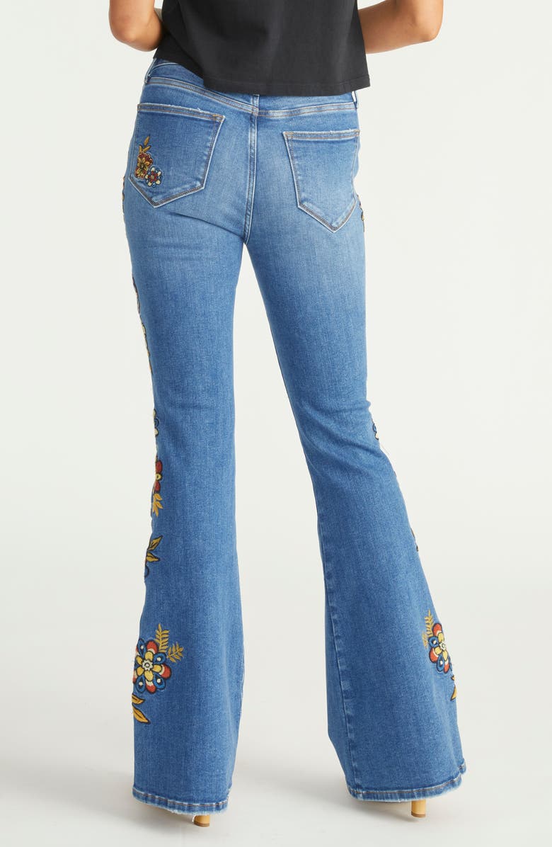 Driftwood Farrah Floral Embroidered High Waist Flare Jeans | Nordstromrack
