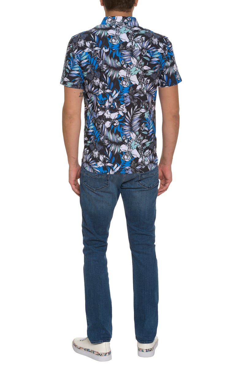 Robert Graham Farrell Orchid Print Short Sleeve Performance Button-Up ...