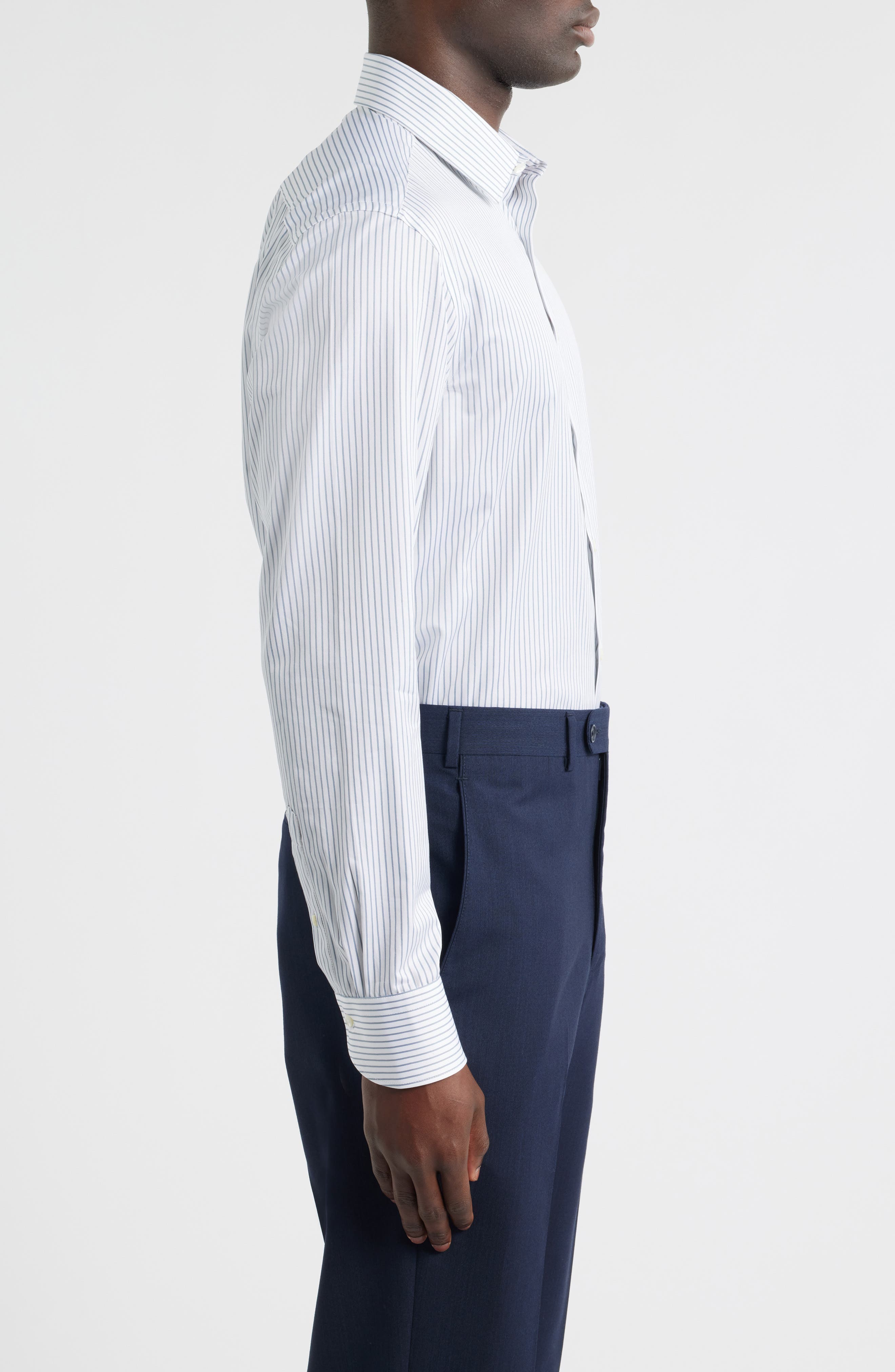 Canali Regular Fit Stripe Non-Iron Cotton Dress Shirt | Nordstrom