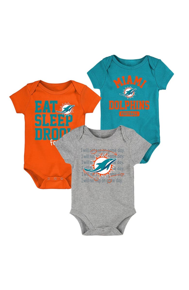 Outerstuff Newborn & Infant Aqua/Orange Miami Dolphins Eat Sleep Drool ...