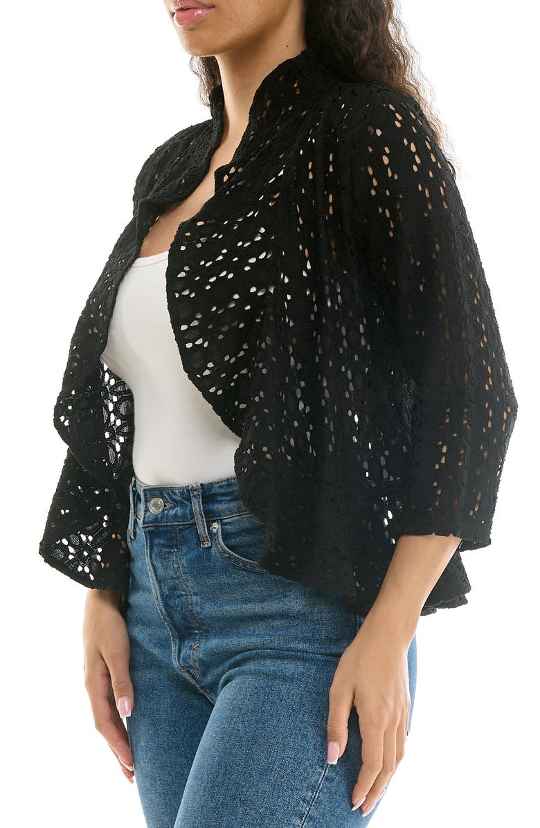 Nina Leonard Ruffle Front Lace Three-Quarter Sleeve Bolero | Nordstromrack