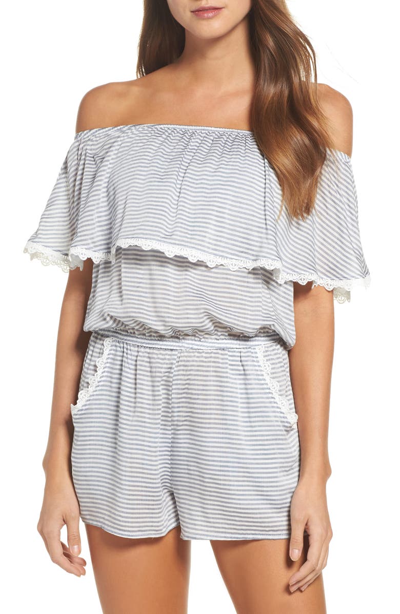 Becca Nantucket Off the Shoulder Cover-Up Romper | Nordstrom