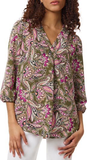 Jones New York Paisley Print Pleat Front Tunic Top | Nordstrom