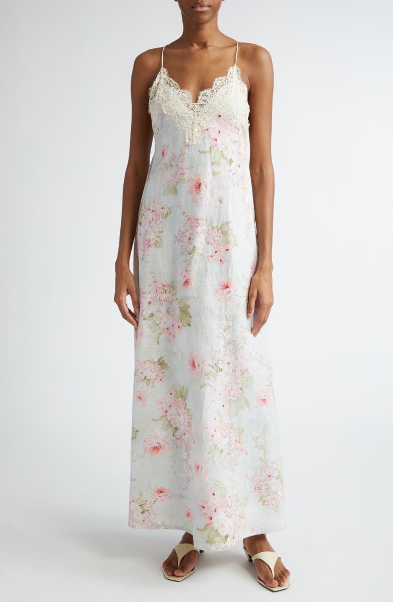 Zimmermann Halliday Floral Lace Inset Cotton Slipdress | Nordstromrack