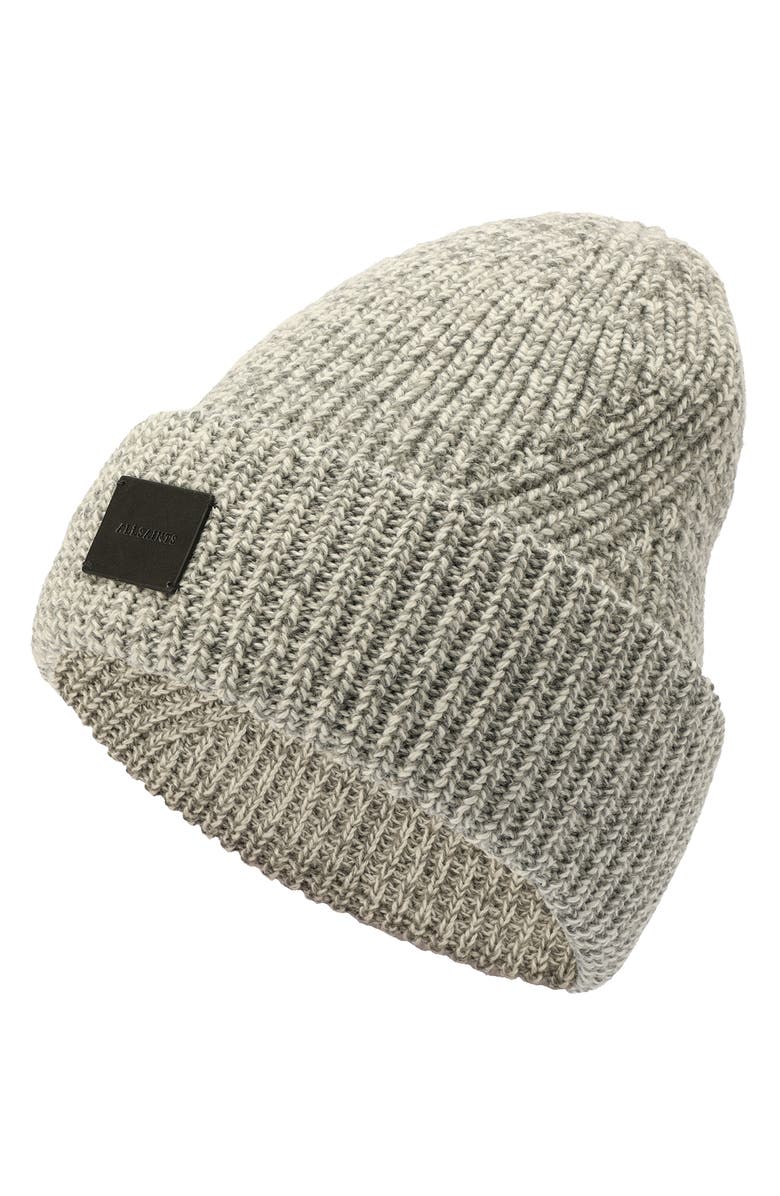 AllSaints Marled Wool Blend Rib Cuff Beanie | Nordstromrack