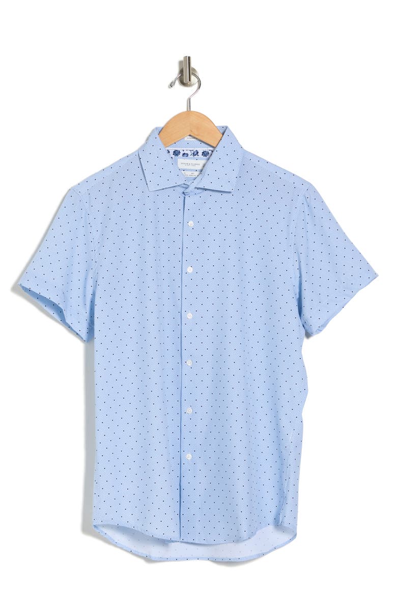 DENIM AND FLOWER Dot Print Short Sleeve Button-Up Shirt | Nordstromrack
