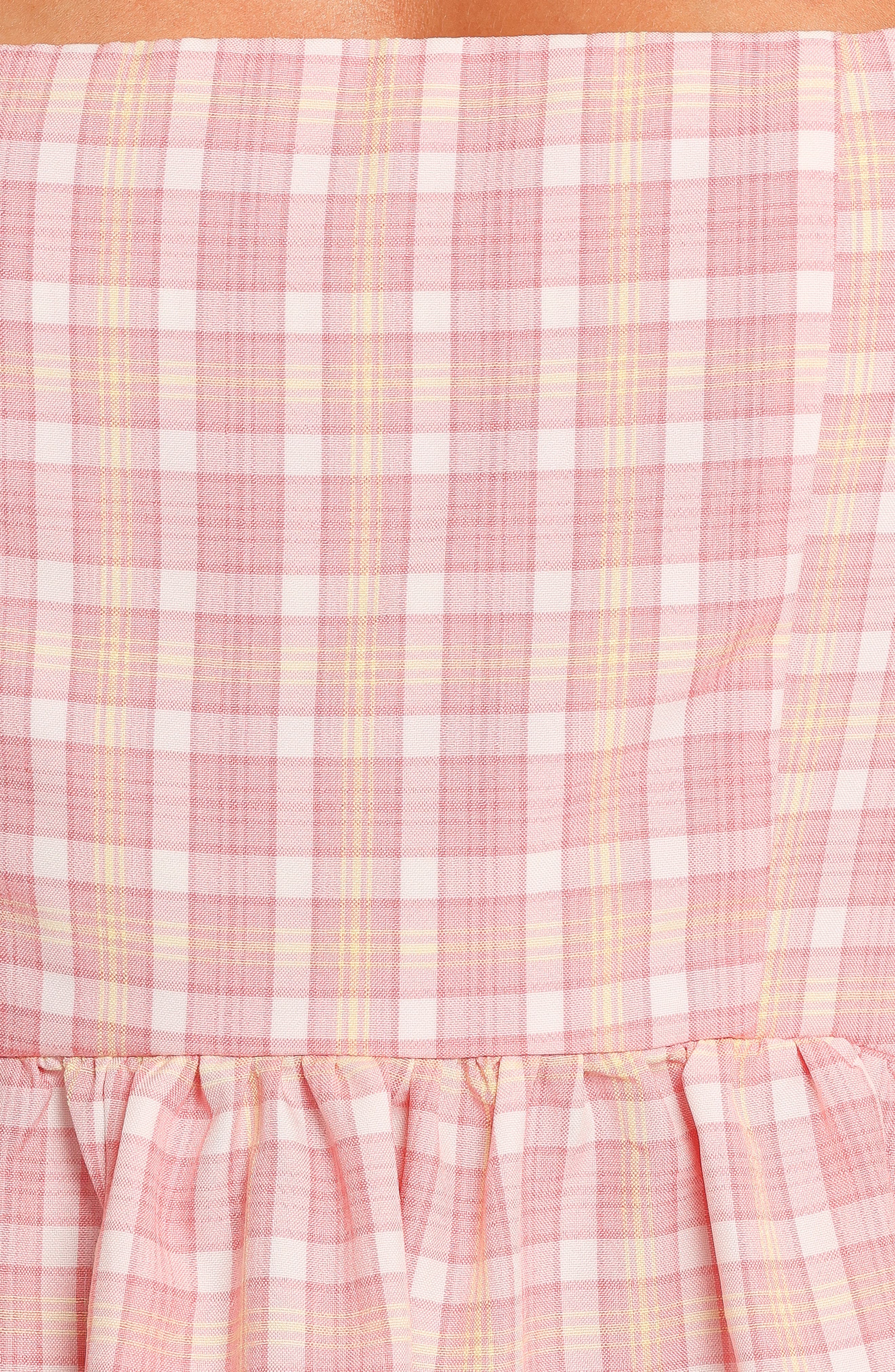 Petal & Pup Siena Check Puff Sleeve Minidress | Nordstromrack