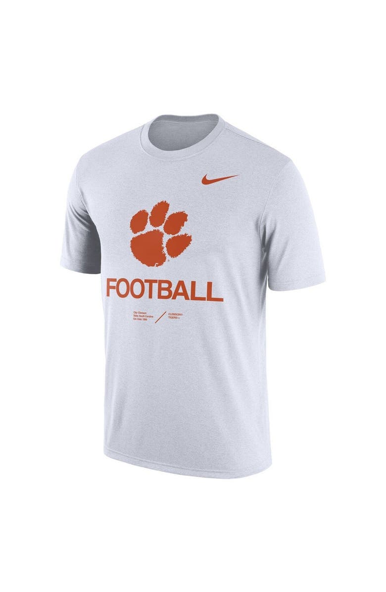 Nike Men's Nike Heathered White Clemson Tigers Team Football Legend T ...