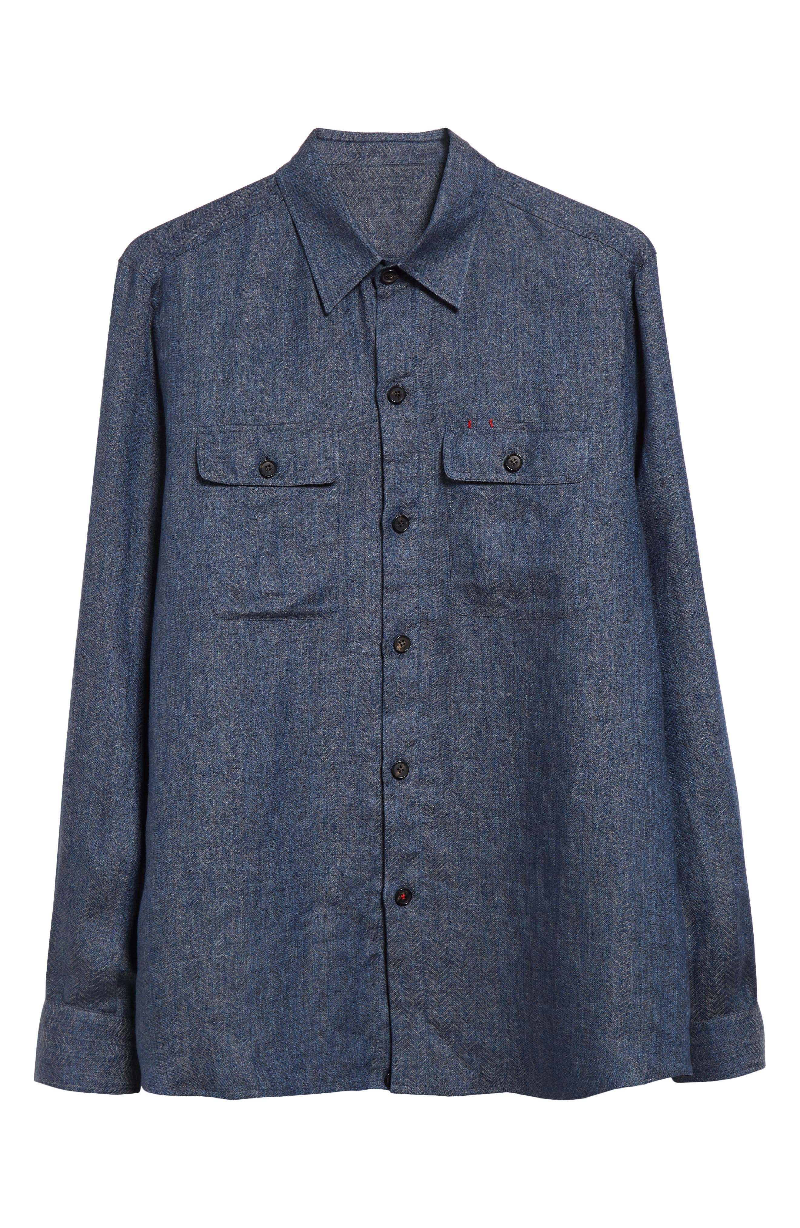 ISAIA Herringbone Oversize Linen Overshirt | Nordstromrack