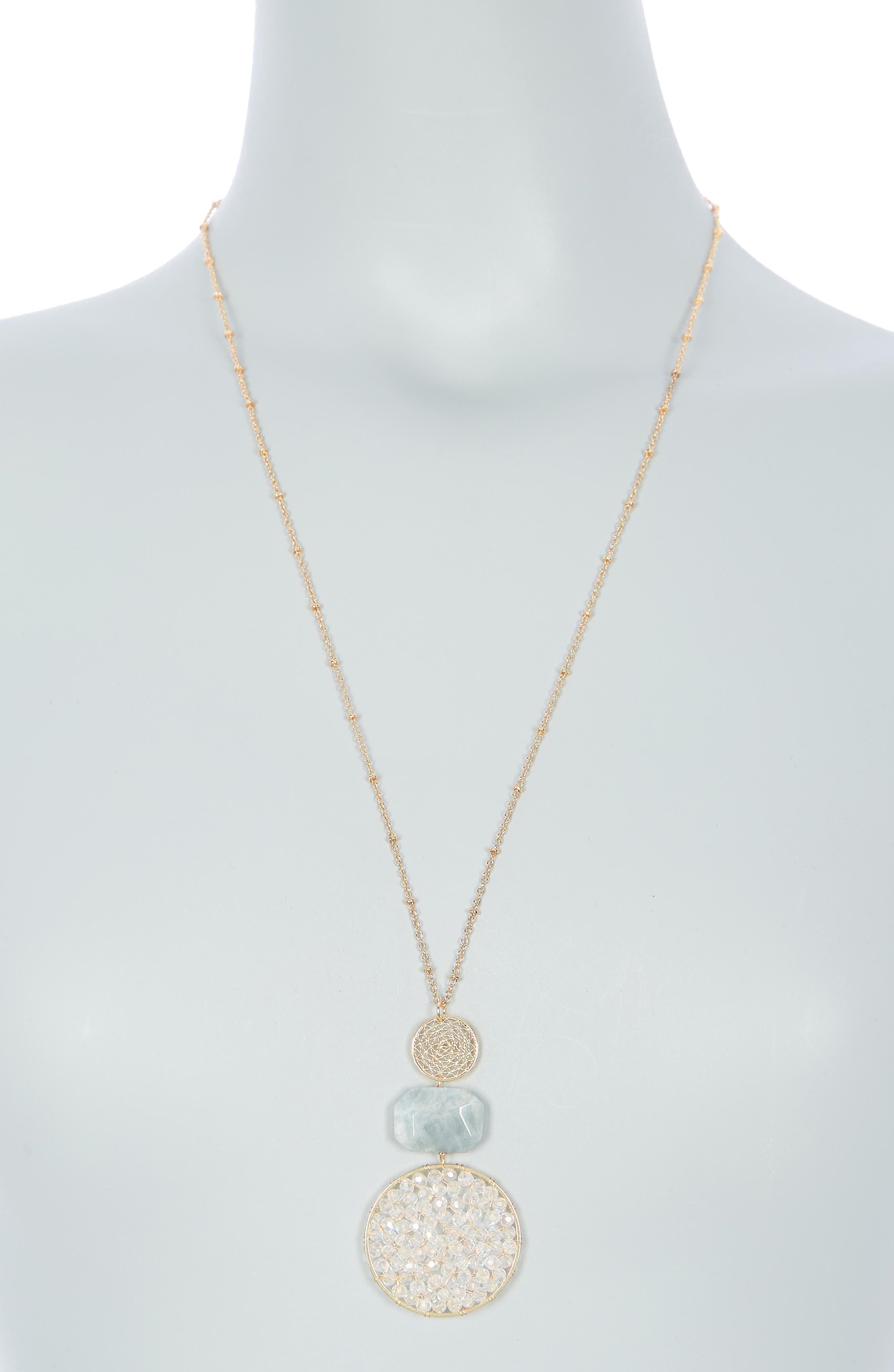 Panacea Jade Stone & Crystal Beaded Triple Pendant Necklace | Nordstromrack