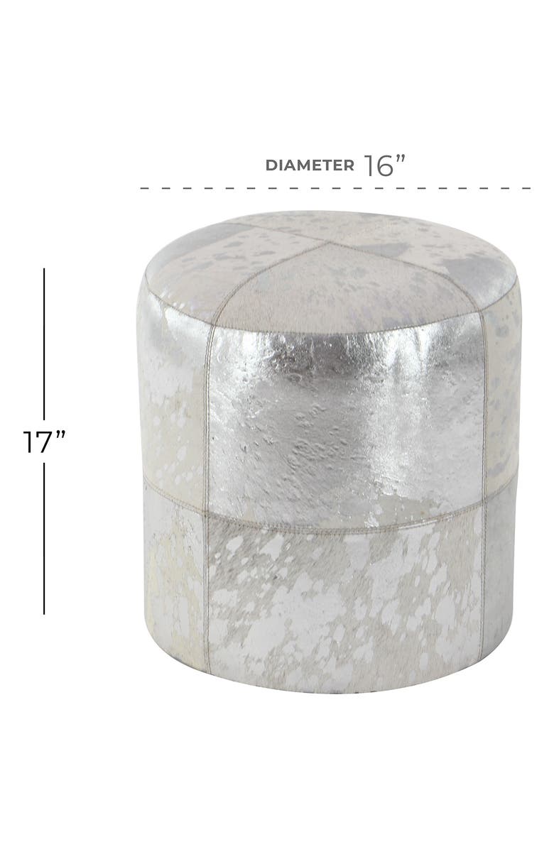 WILLOW ROW White Leather & Wood Glam Ottoman, 17x16x16 | Nordstromrack
