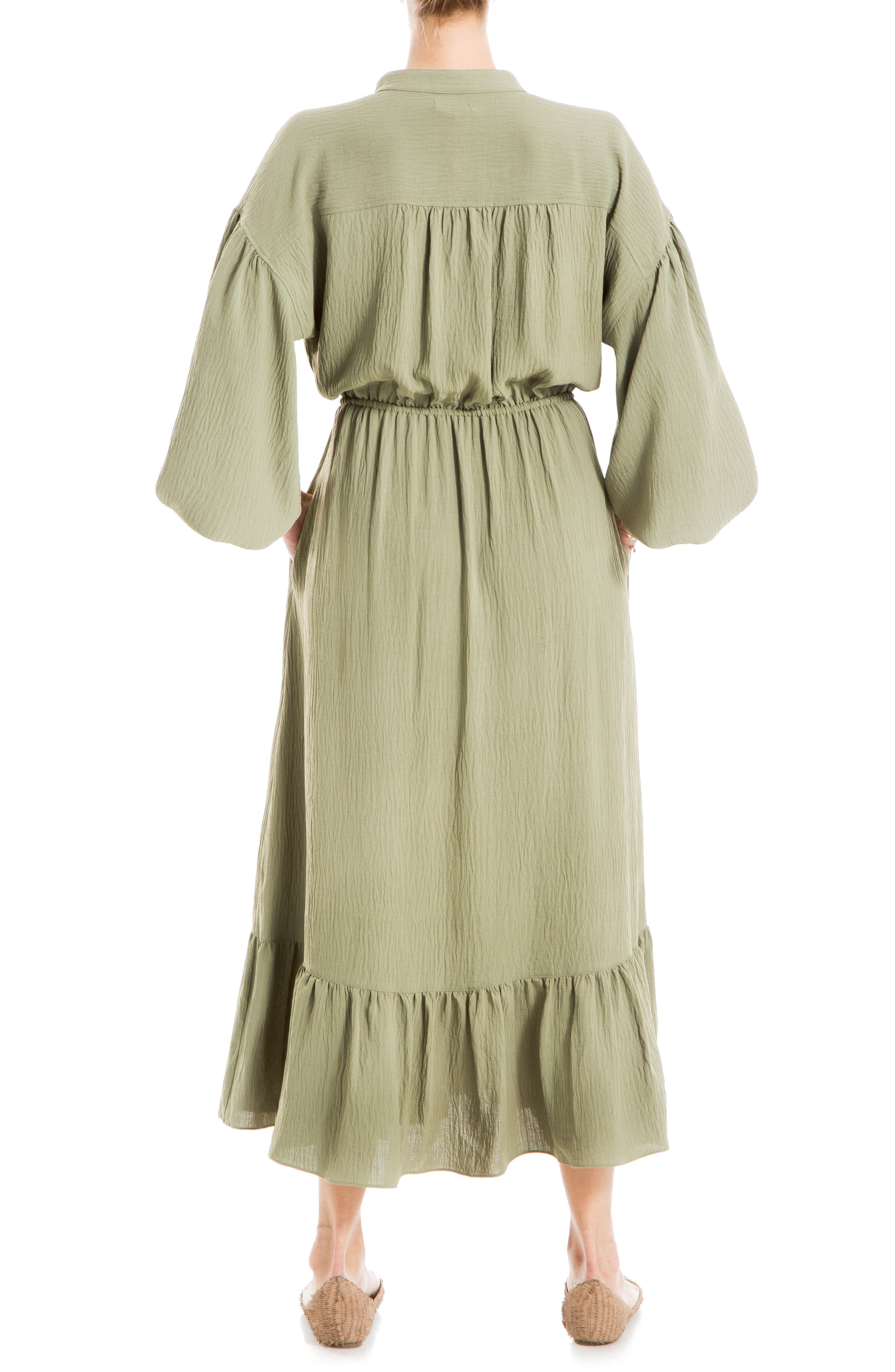 MAX STUDIO Ruffle Twill Shirtdress | Nordstromrack