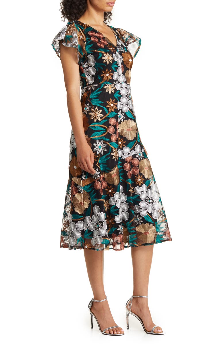 Sam Edelman Floral Embroidered Flutter Sleeve Dress | Nordstromrack