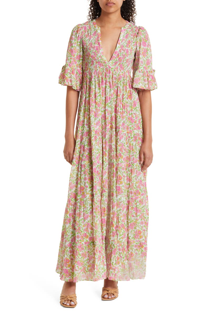 byTiMo Twisted Floral Tiered Ruffle Cotton Maxi Dress | Nordstromrack
